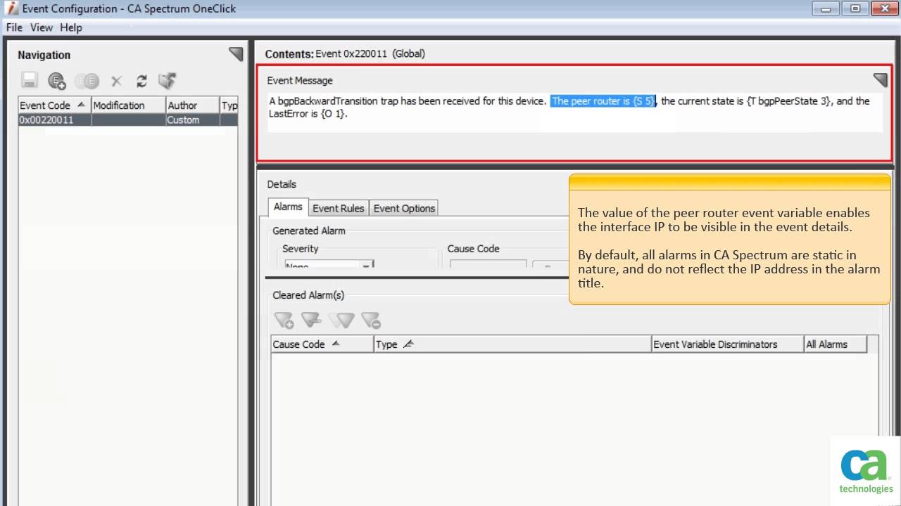 Configuring Dynamic Alarm Title - CA Spectrum - YouTube