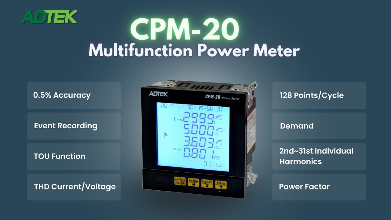 ADTEK CPM-20 Series: Multifunction Power Meter Main Features - YouTube