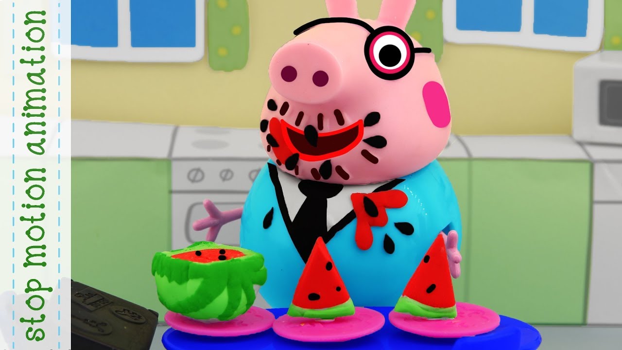 the sweetest watermelon. Peppa pig toys stop motion animation english ...