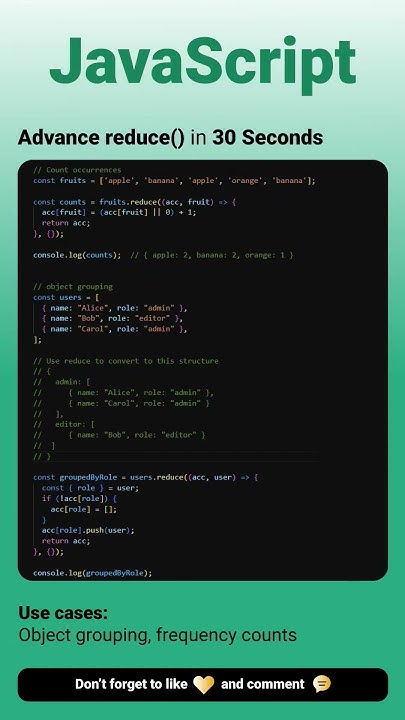 advance reduce function in javascript #code #coding #htmlcss #reactjs #nodejs #js #javascript # ...