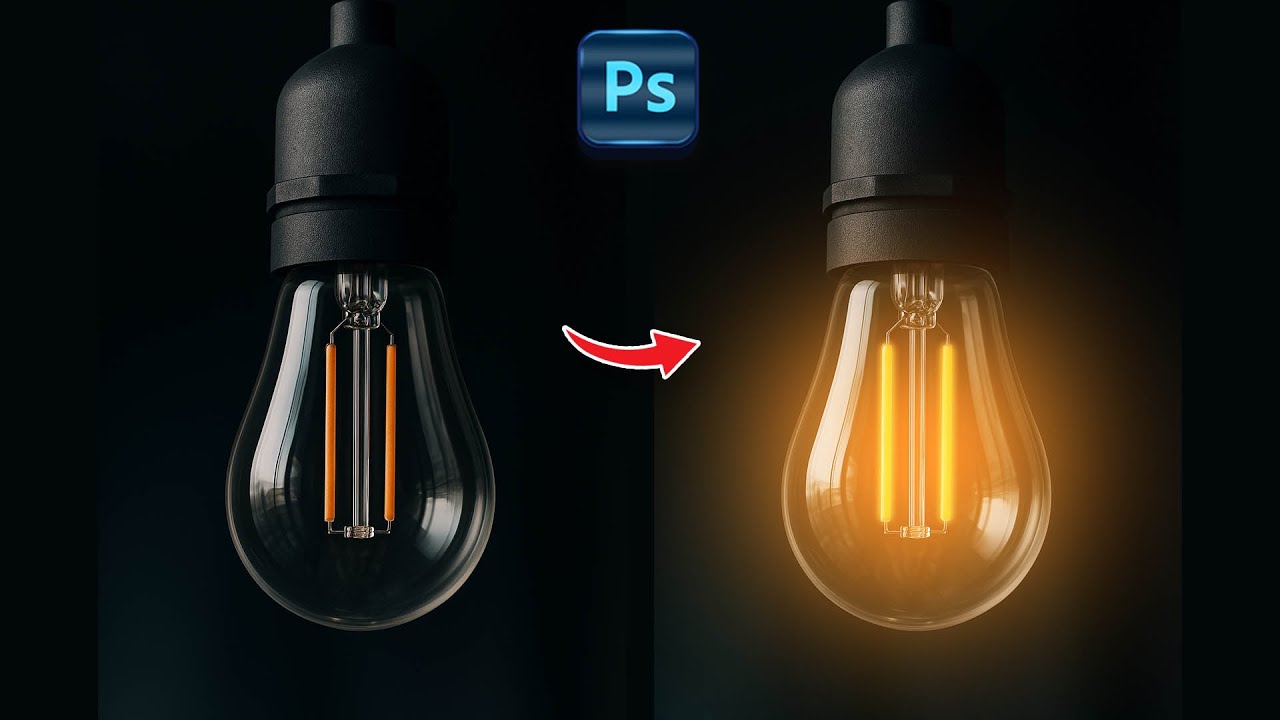 How to Easily Glow a Light Bulb in Adobe Photoshop - YouTube