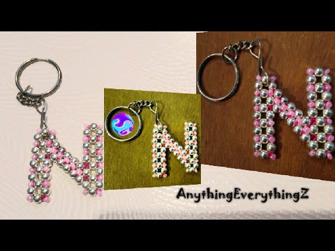 Diy beaded keychain letter N | How to make Alphabet keychain ...