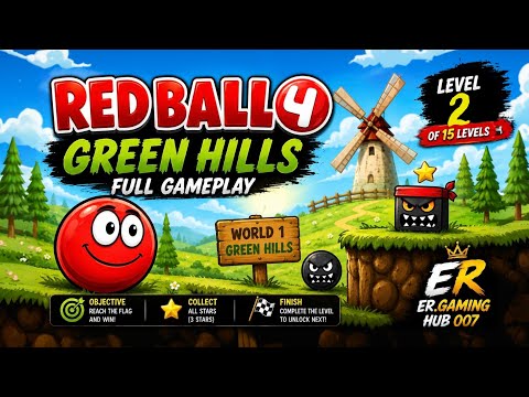 Red Ball 4 Level 2 Gameplay | Green Hills World 1 | Full Walkthrough (No Commentary)
