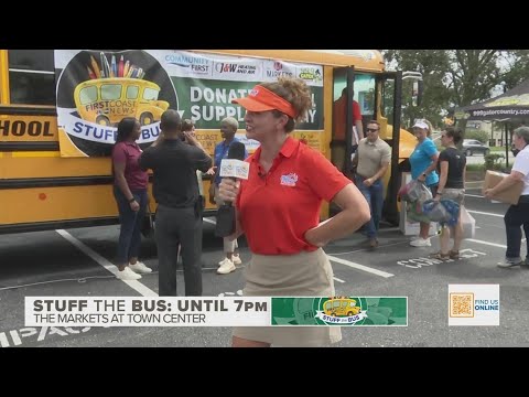 Two buses filled during Stuff the Bus 2023 - YouTube