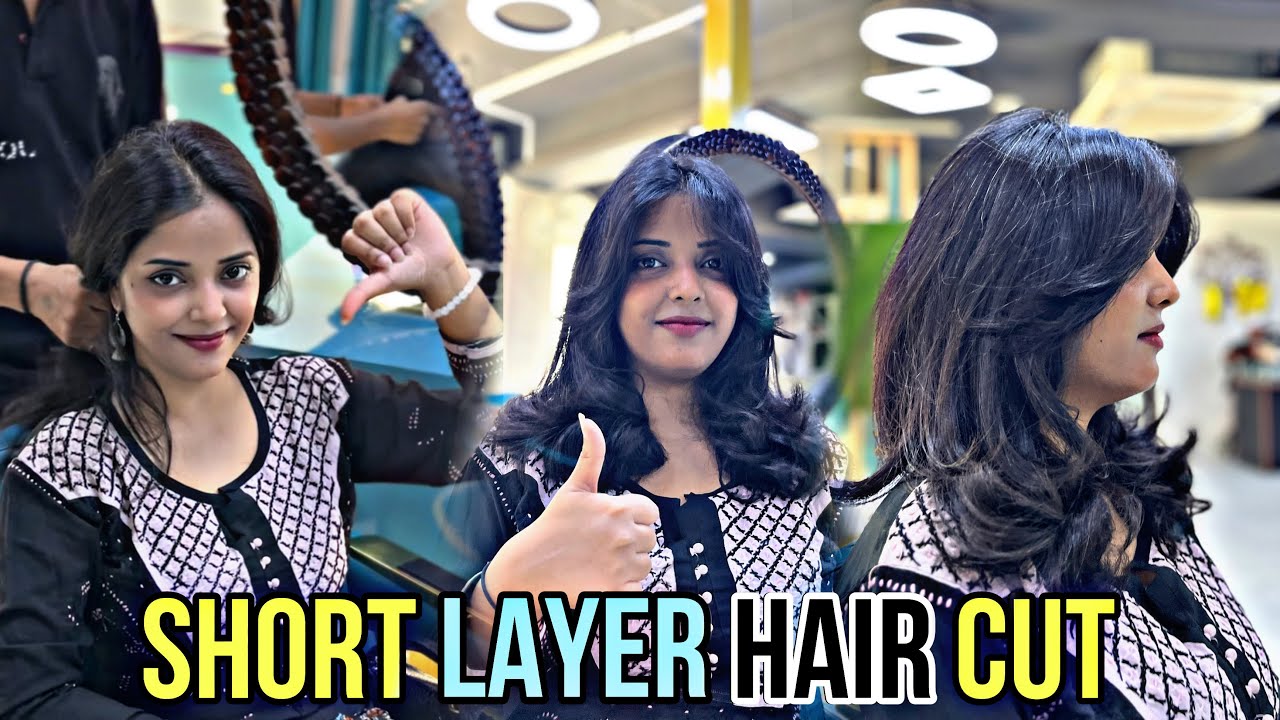 SHORT LAYER HAIR CUT || STEP TO STEP || BY P SQUARE SALON - YouTube