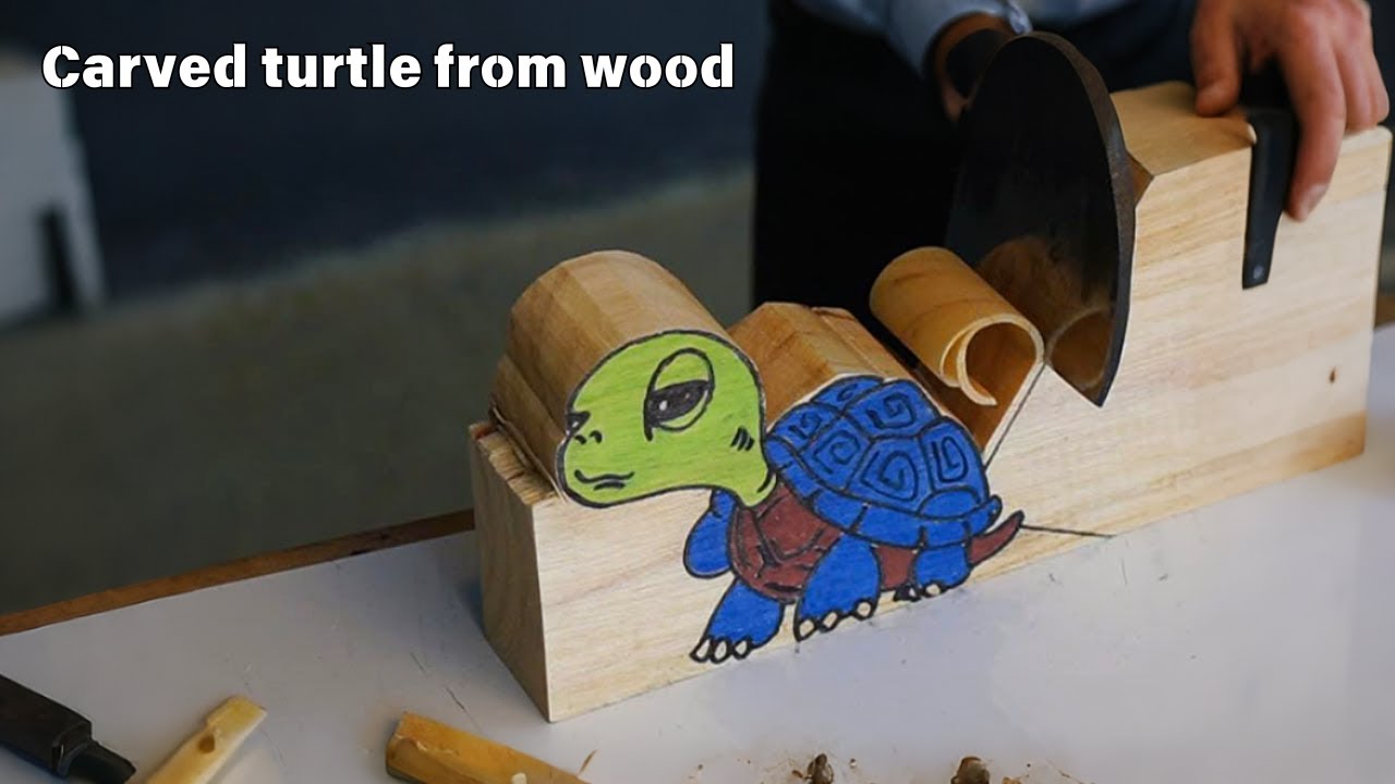 Carved turtle from wood - YouTube