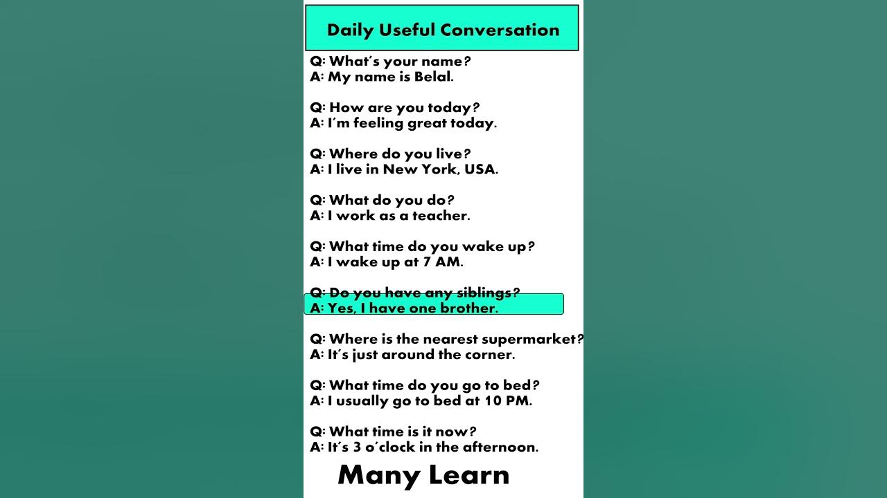 Simple English Questions & Answers | Daily Spoken English Practice ...