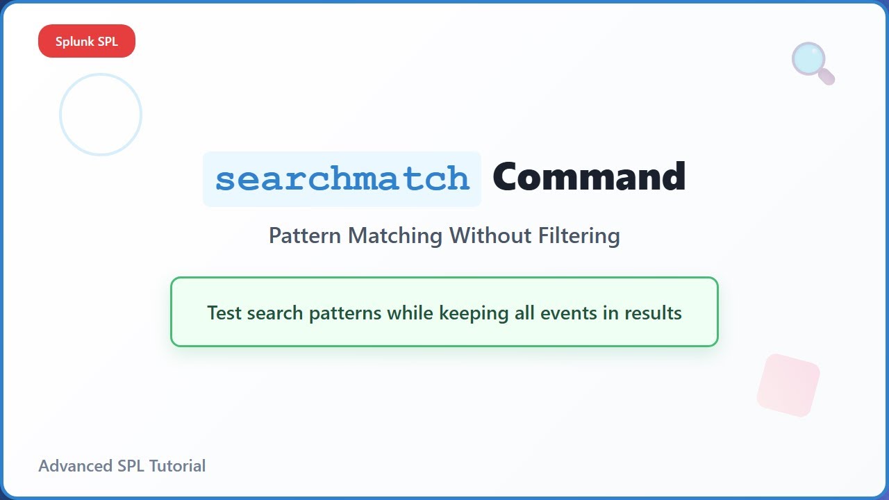 Splunk SPL searchmatch Command Tutorial - Pattern Matching Without ...