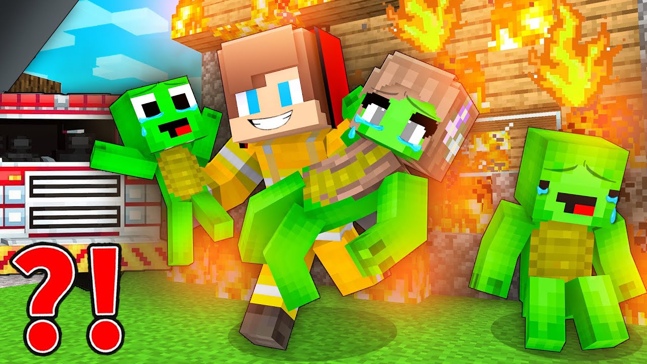How JJ Rescue Mikey Family From BURNING HOUSE in Minecraft - Maizen ...
