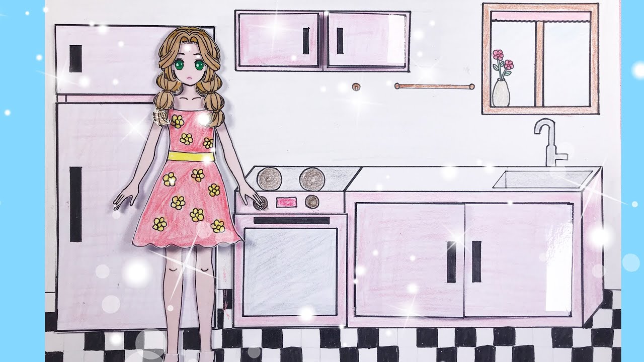 Handmade Paper Doll: how to make paper doll in kitchen?(纸娃娃厨房制作，要怎么制作呢 ...