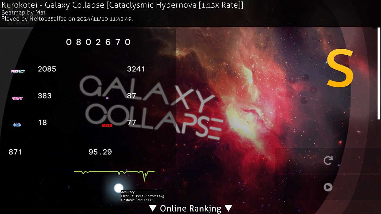 osu!mania / Galaxy Collapse 1.15x 95.29 S rank - YouTube