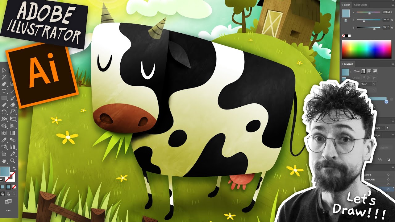 I'm going to draw a cow! (In Adobe Illustrator) - YouTube