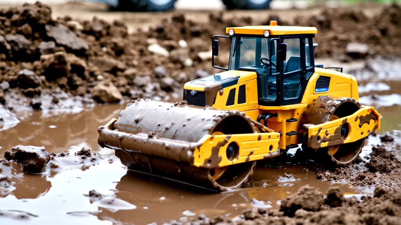 Construction Vehicles Car Wash 💦 Washing Dirty Toy Trucks, Excavator ...