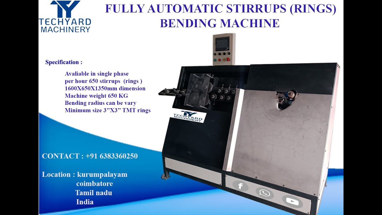 Fully automatic stirrups (rings) bending machine #stirrupbender #stirrupbender #coimbatore - YouTube