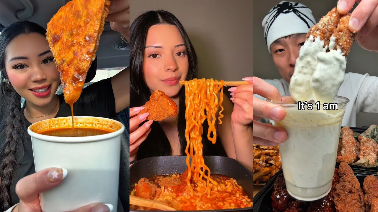 TIKTOK Mukbang Compilation | Birria Tacos, Wingstop, Buldak, Cane's ...