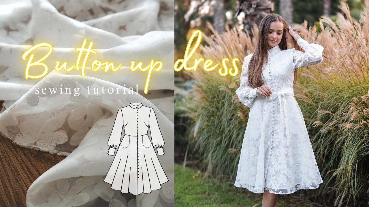 Making a button up dress | AURORA dress sewing tutorial - YouTube