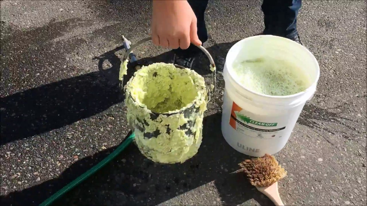 Clean-Off Removes Concrete from a Metal Unit Weight Bucket. - YouTube