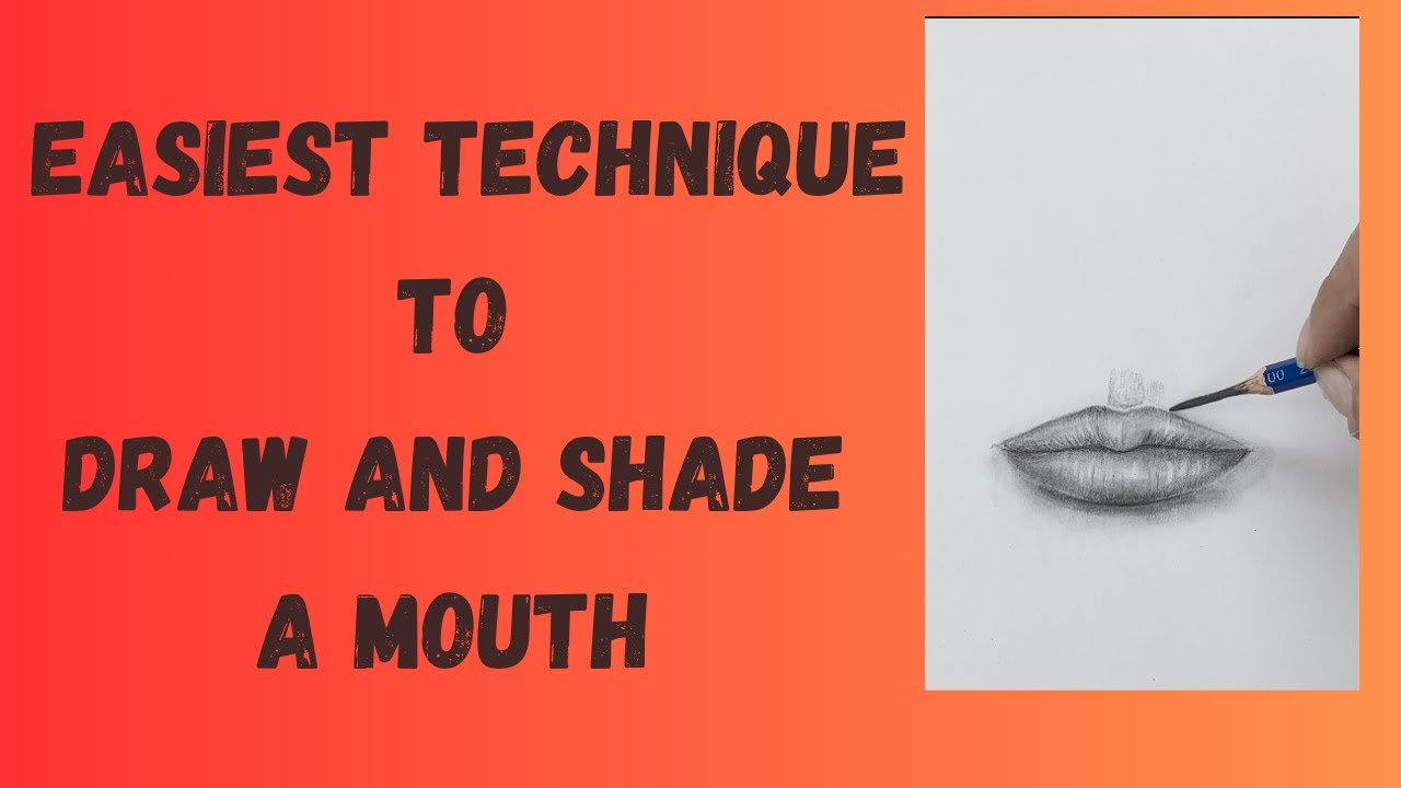 easiest technique to draw and shade realistic mouth - YouTube