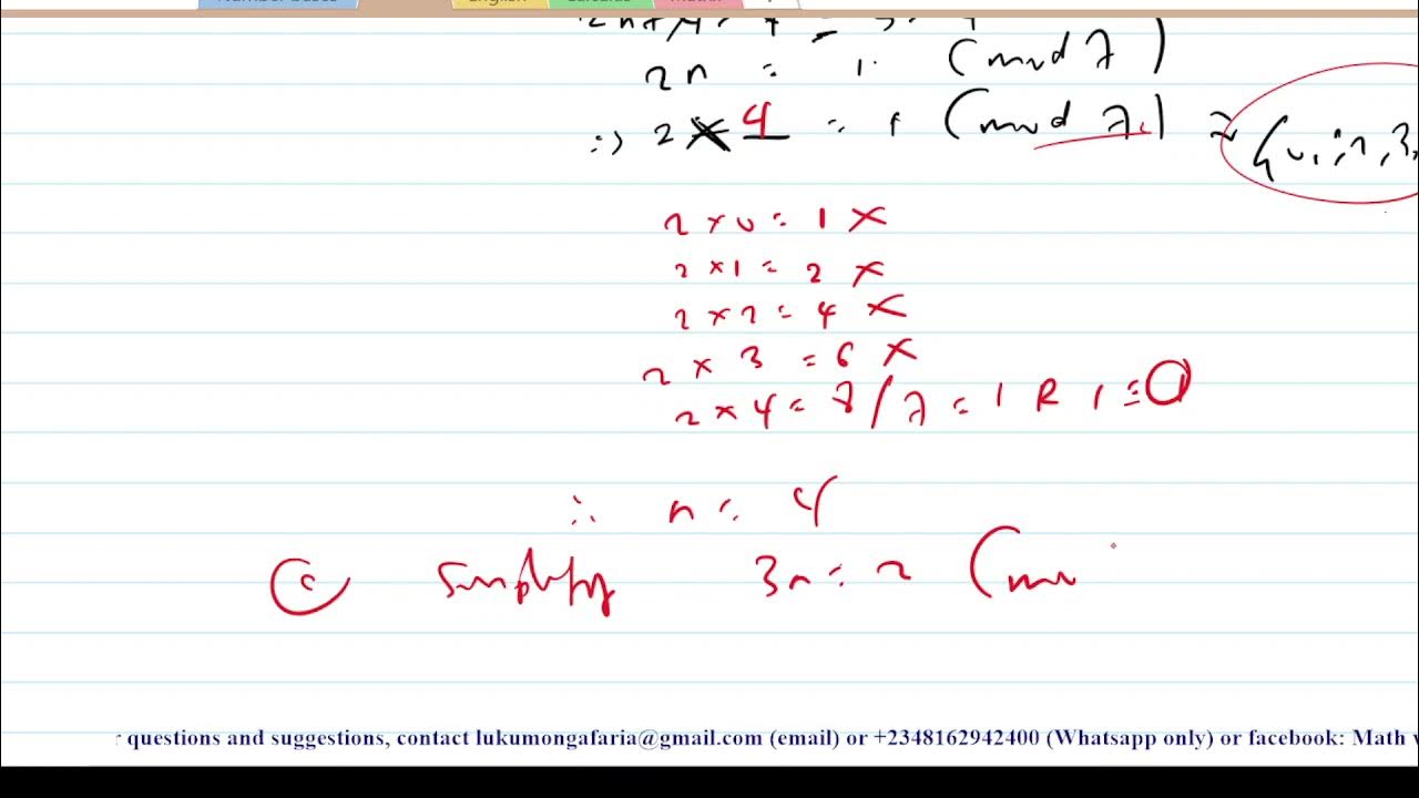 modular arithmetic 6 solving simple equation in modular arithmetic ...