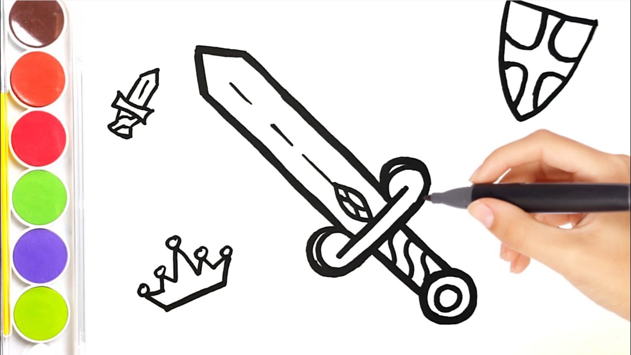Sword ⚔🛡 Drawing, Painting, Coloring 🎨 for Kids and Toddlers with ...