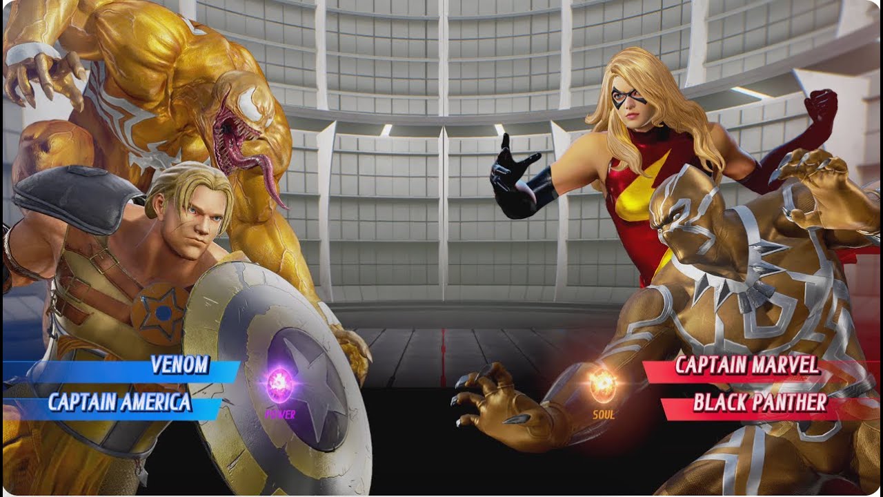 Gold Venom and Captain America vs Captain Marvel and Black Panther ...