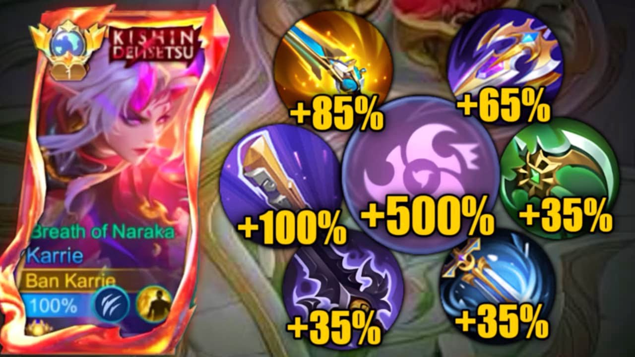 NEW META! KARRIE 100% BEST DAMAGE BUILD AND EMBLEM!! (karrie best build ...