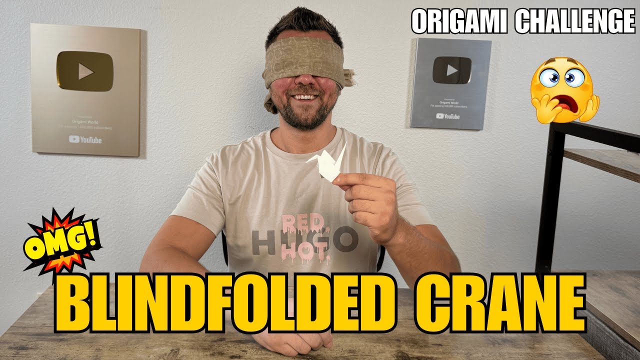 Origami Crane BLINDFOLDED Challenge 😱 | Can I Do It Without Seeing ...