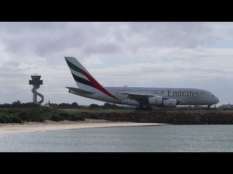 Emirates (EK412) Landing & Takeoff | Airbus A380-800 | Sydney Airport ...