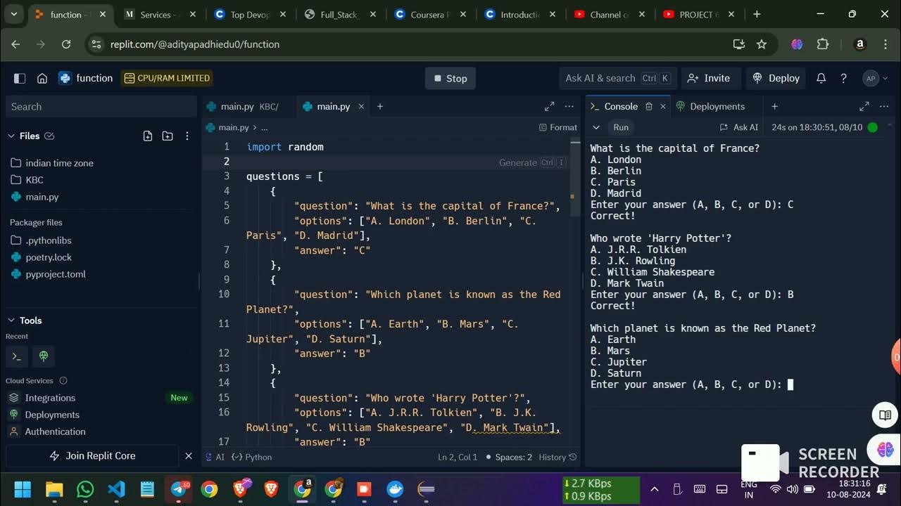 PYTHON PROJECT 1 THE KBC GAME - YouTube