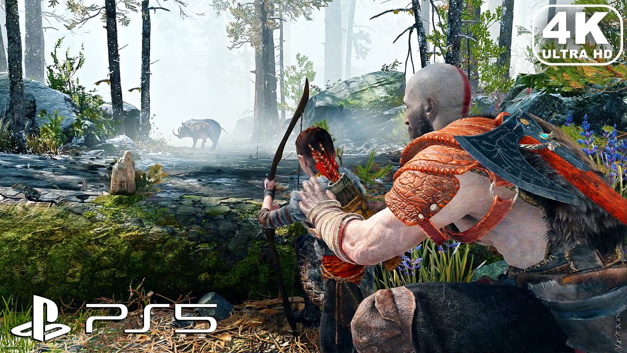 God of War PS5 - Atreus shoots the Boar with a well placed Arrow (4K ...