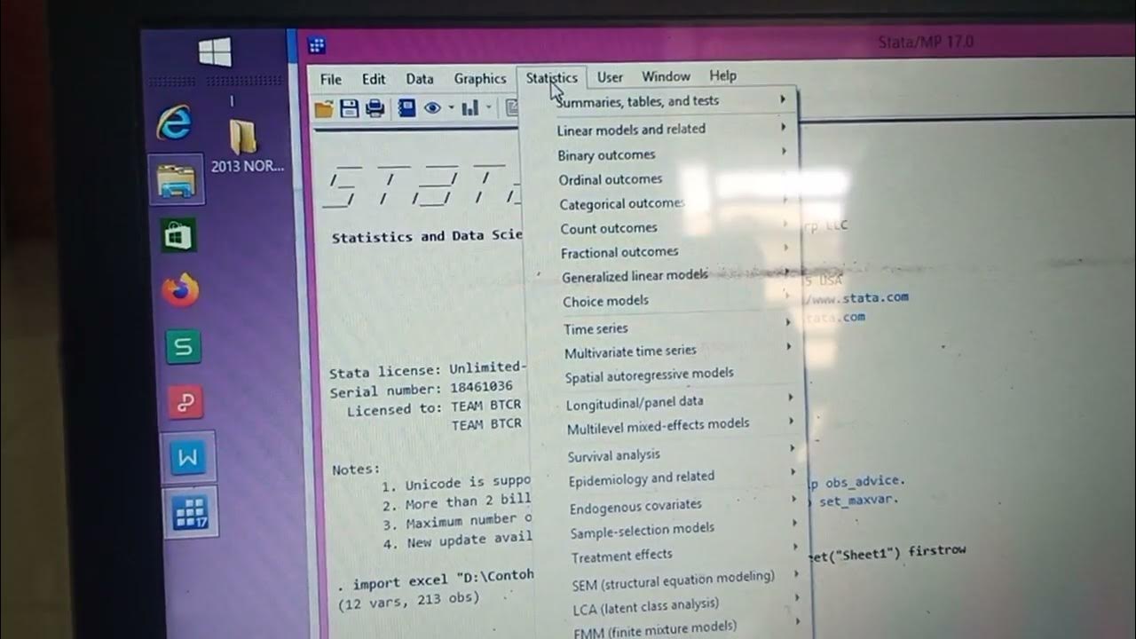 Cara Penggunaan Aplikasi Stata 17 untuk Analisus Data Penelitian - YouTube