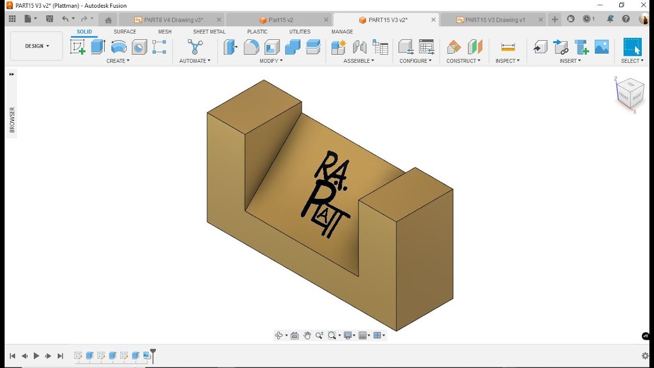 Fusion 360 - Simple Orthographic Isometric Drawing - Part 15 - YouTube