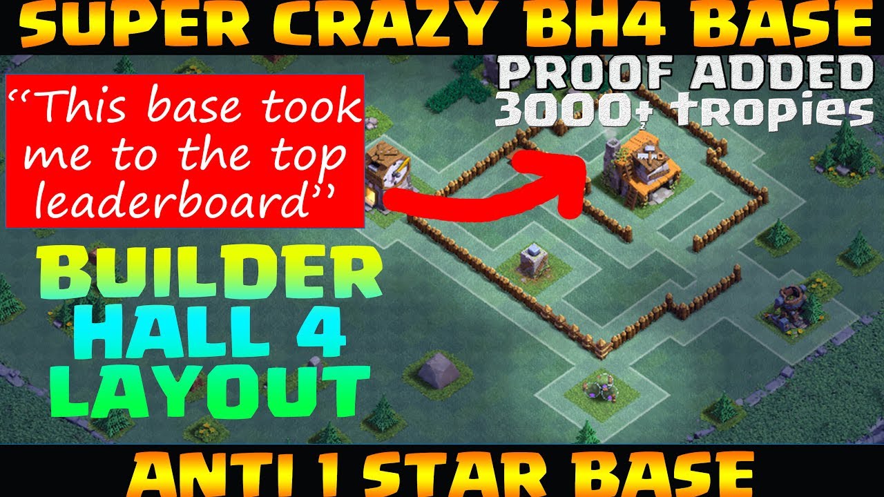 Best Bh4 Builder Base | 3000+ Tropies | Crazy Latest Bh4 Builder Base ...
