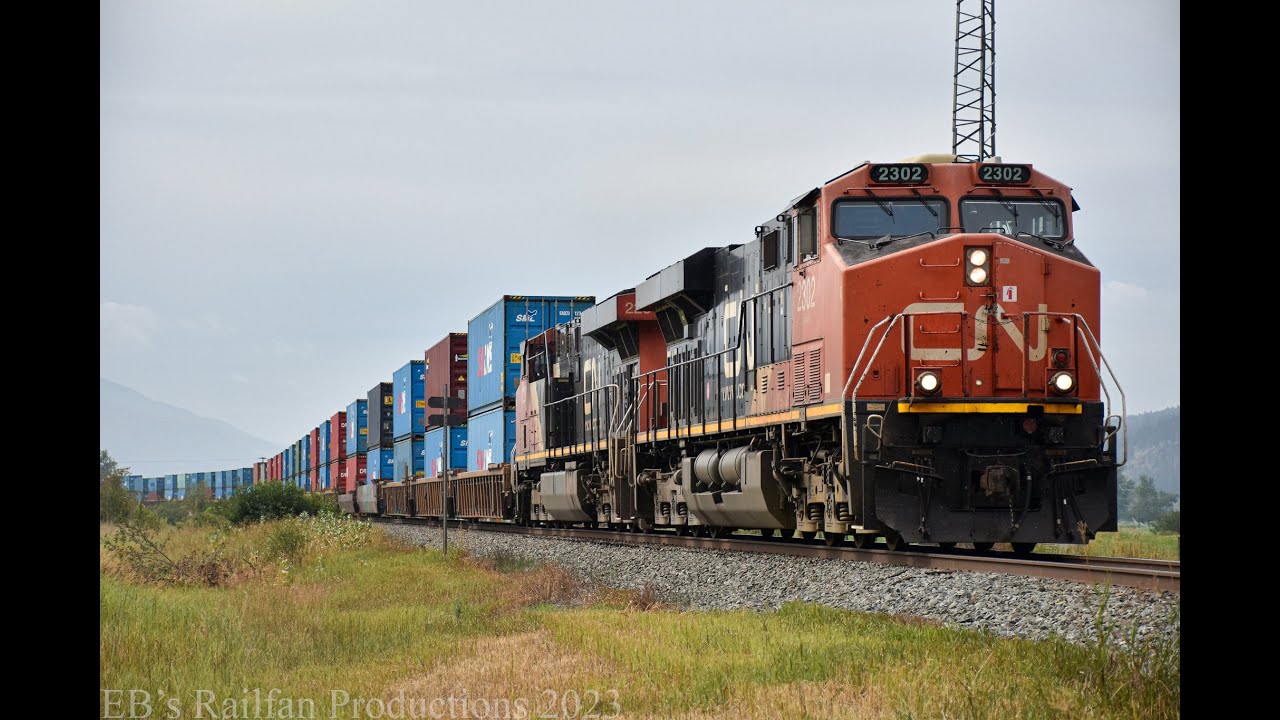 CN 2302 Leads a CN Intermodal at Heffley Creek BC - YouTube
