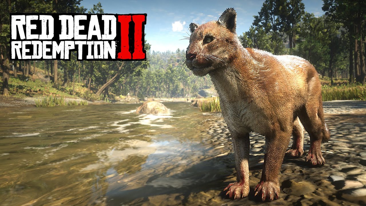 RDR2 - Reaction of a Big Cat to Water - YouTube
