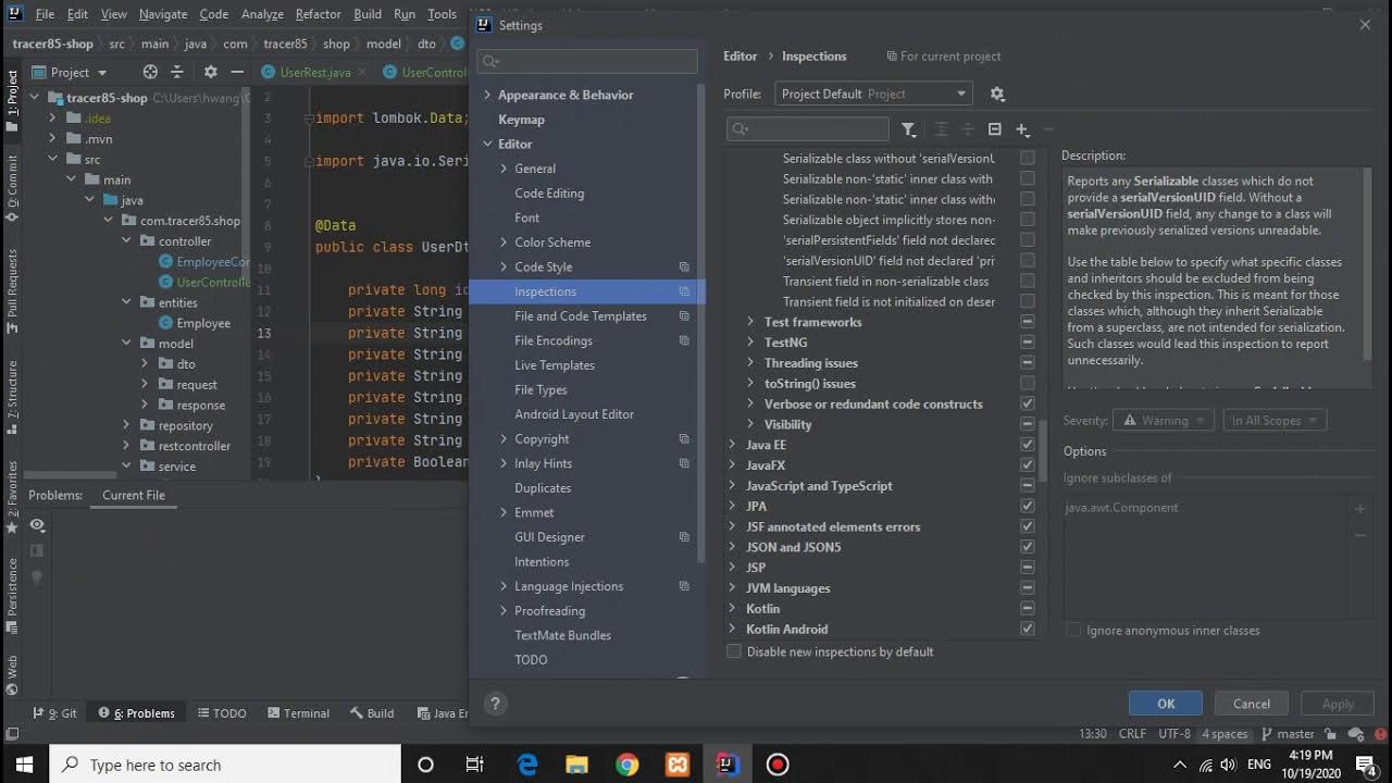 IntelliJ Idea generating serialVersionUID - YouTube