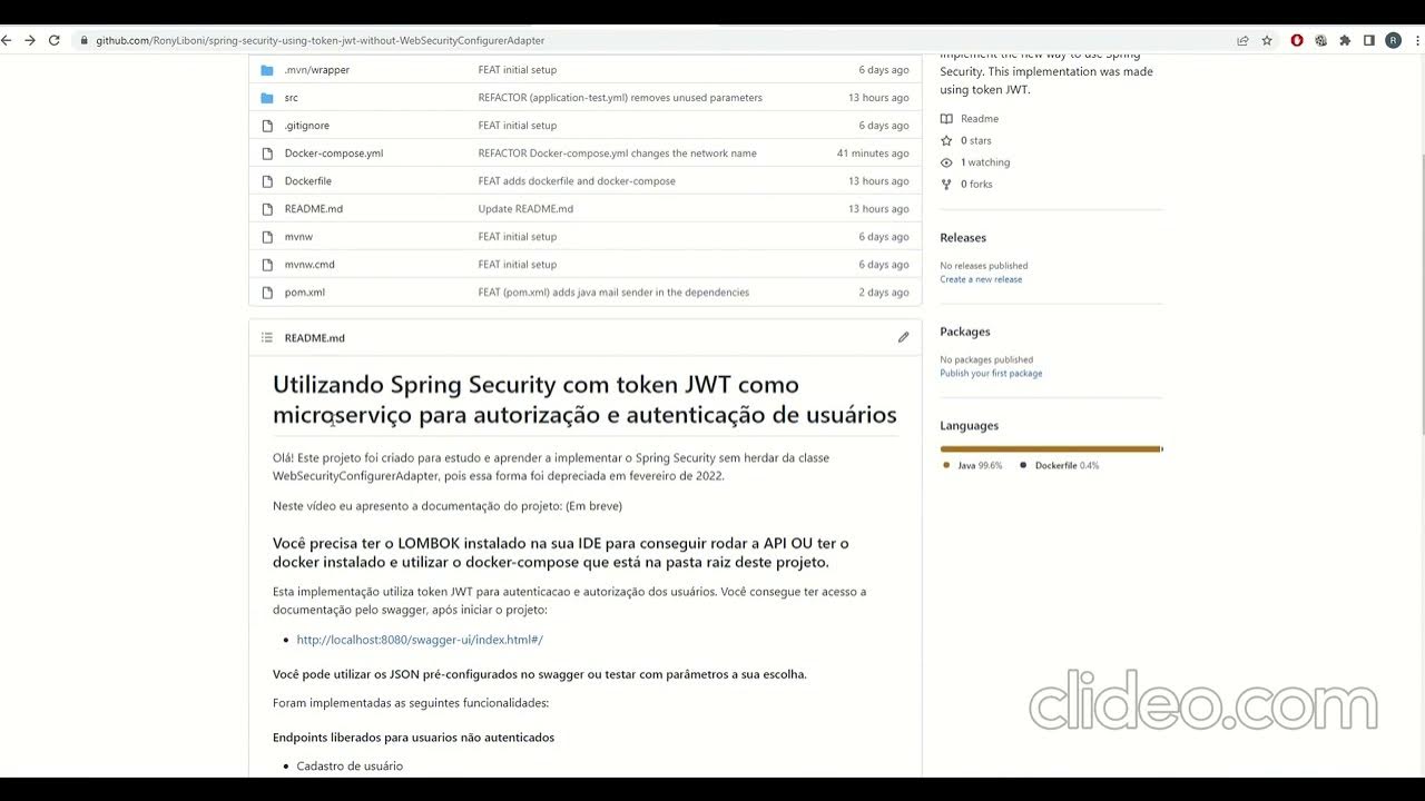 Spring Security com token JWT sem herdar de WebSecurityConfigurerAdapter - Projeto pessoal - YouTube