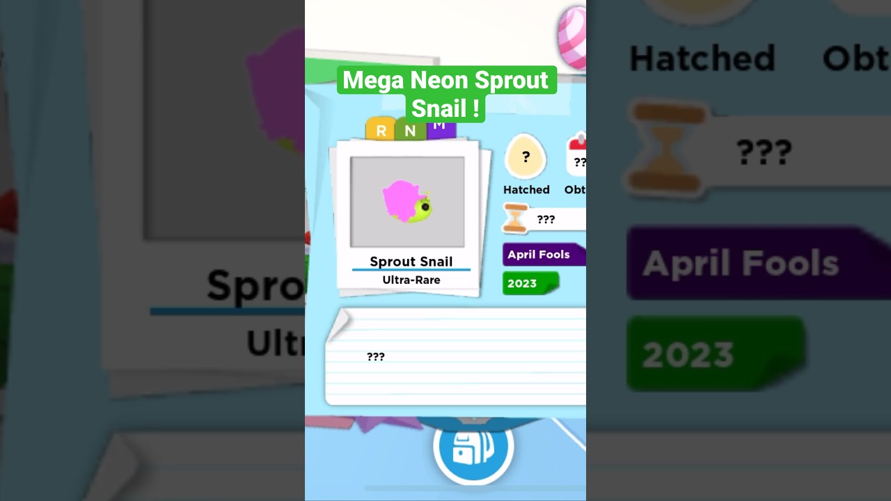 Mega Neon Sprout Snail Adopt me #adoptmetrades #adoptmeroblox #game # ...