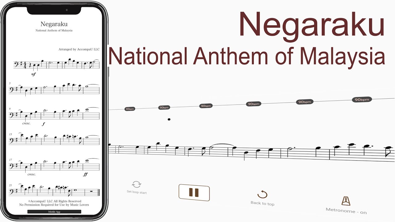 Negaraku | National Anthem of Malaysia【 Cello Sheet Music 】 - YouTube