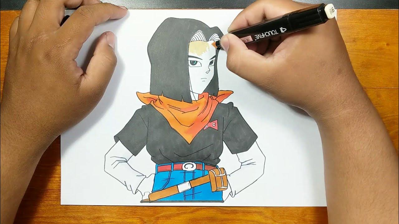 How to draw ANDROID 17 step by step - YouTube