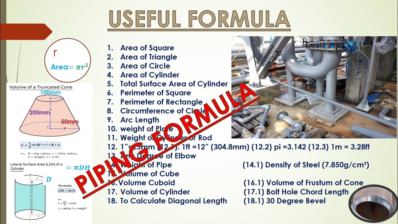 Useful formula in piping and other field.....pipe fitter and pipe ...