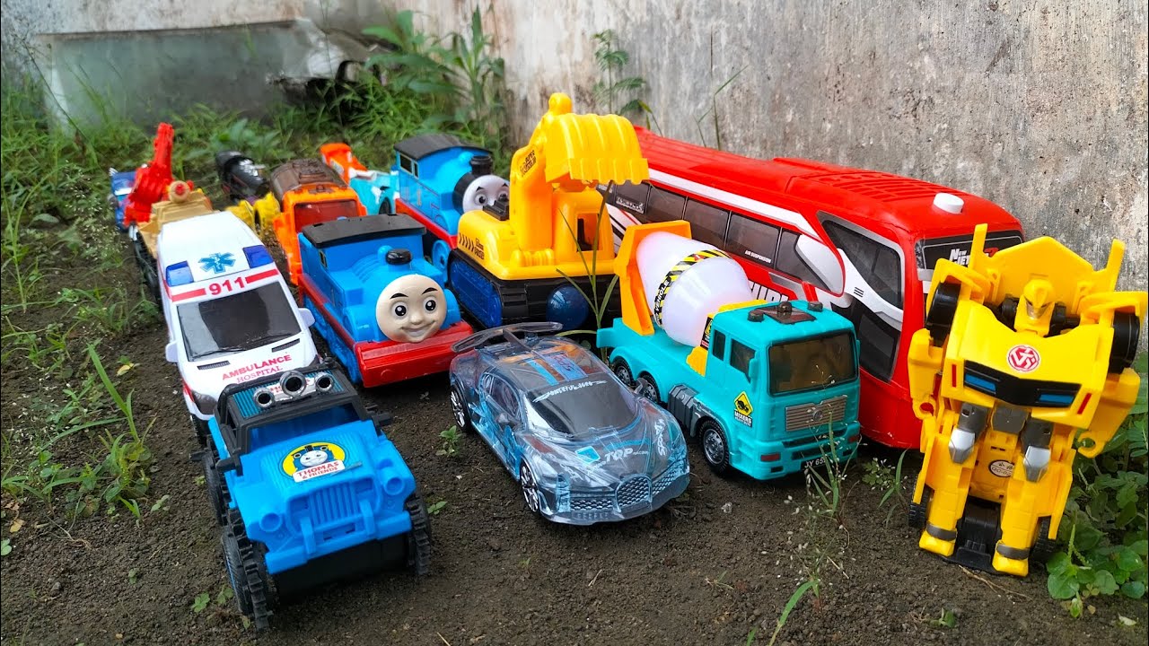 Bermain robot Transformer,mobil balap,truk molen,kereta rail king ...