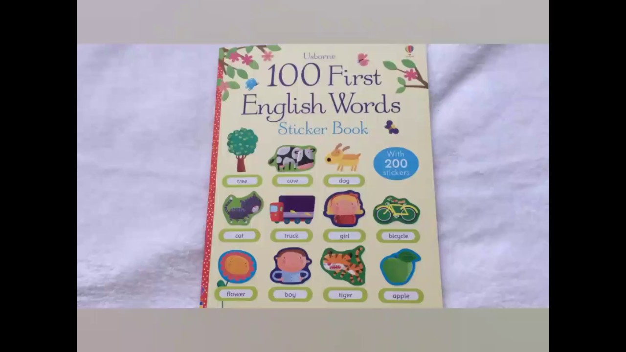 100 first English words sticker book. Usborne - YouTube