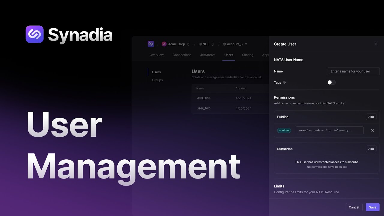User Management | Synadia Cloud Walkthrough - YouTube