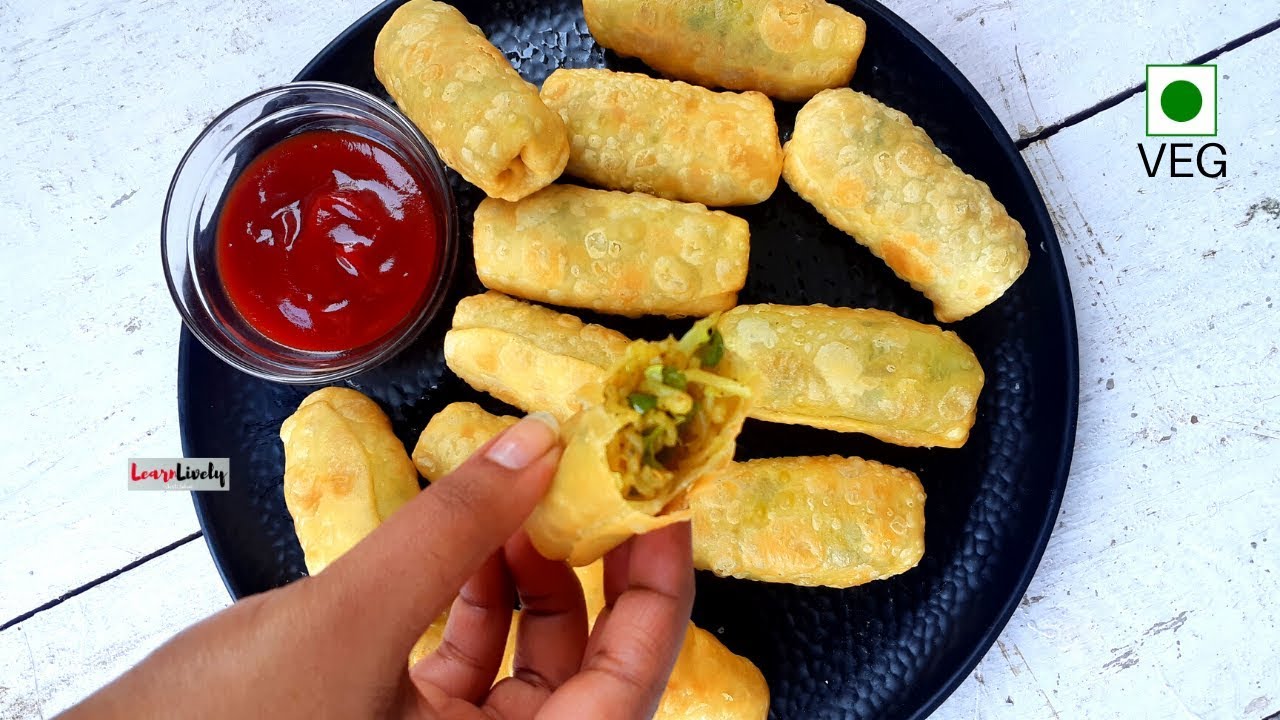 Maggi Cabbage Spring Rolls | Veg Spring Rolls | Spring Roll Recipe With ...