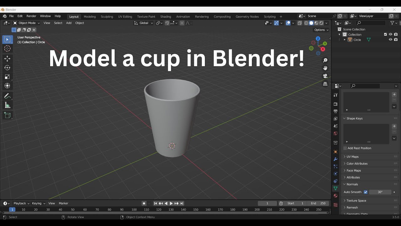 Beginner Blender tutorial - 3D Model a cup / glass - CAD design a cup ...