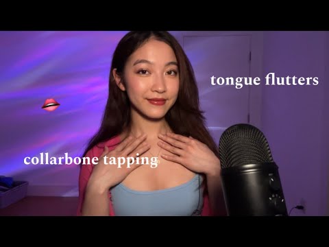 ASMR Tingly Tongue Flutters & Collarbone Tapping 😋 Hand Movements 🤚🏼 ...
