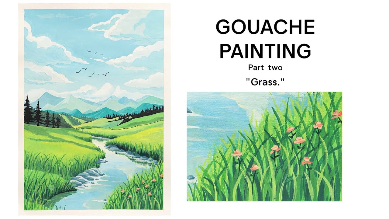 Gouache Painting Tutorial Step by Step | Grass | HIMI Gouache - YouTube