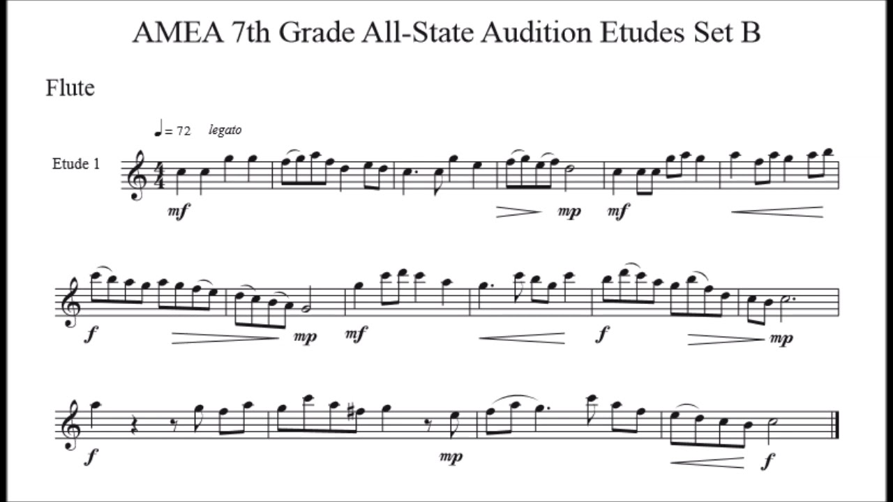 Arizona 7th Grade All State: Flute Etude 1 - Set B - YouTube
