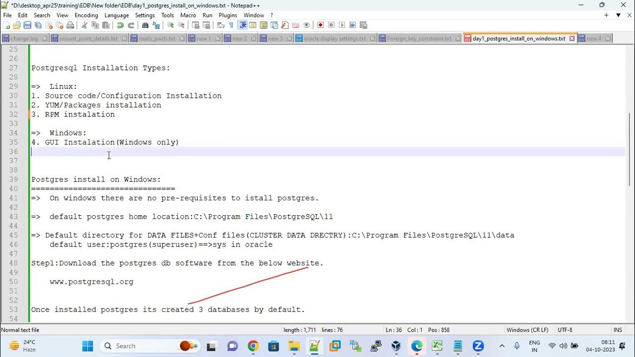 Day2 Postgres install on windows - YouTube